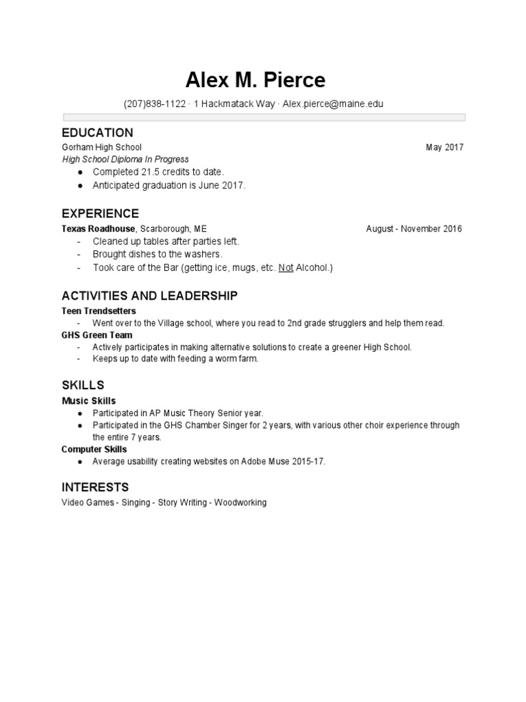 Alex Pierce's Resume Overview | PDF