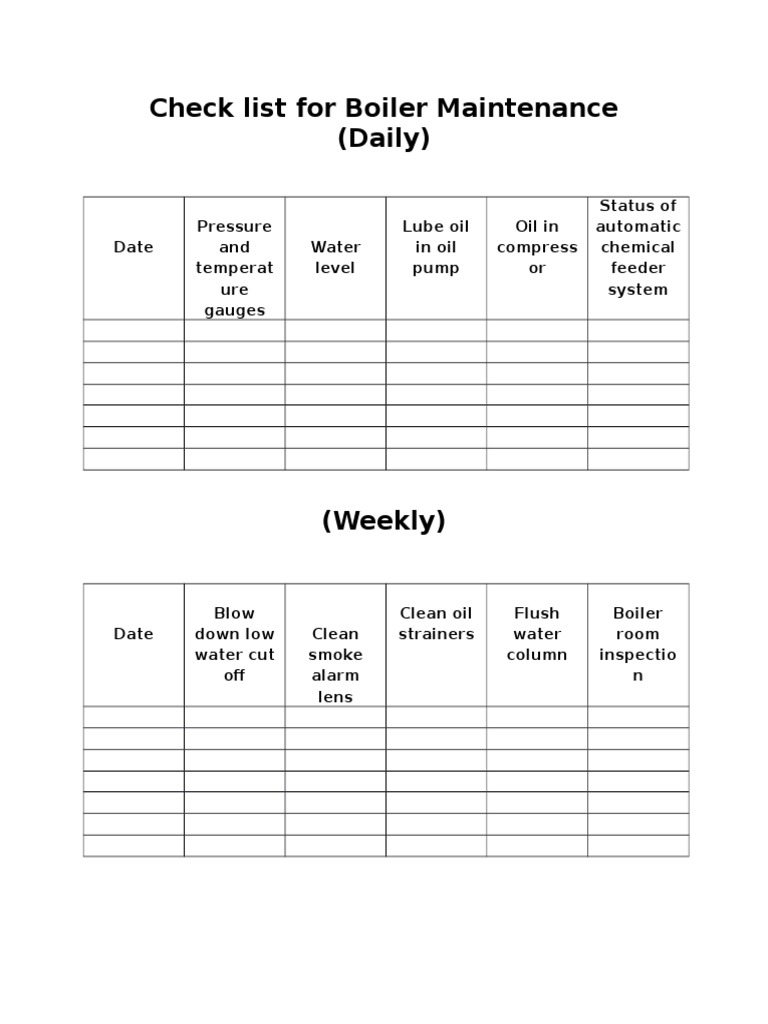 Boiler Maintenance Checklist | PDF