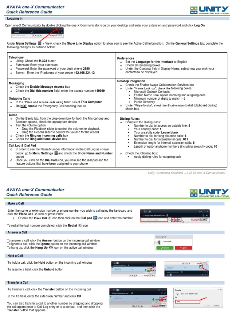 AVAYA One-X Communicator QRef Guide | PDF | Telephone | Computer ...