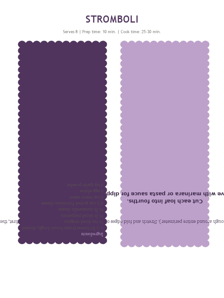 Stromboli Recipe | PDF | Cooking, Food & Wine