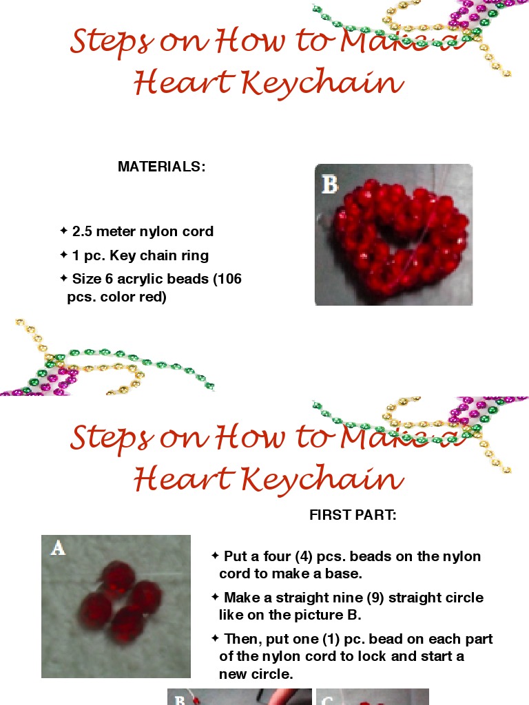 Steps On How To Make A Heart Keychain: Materials | PDF | Art