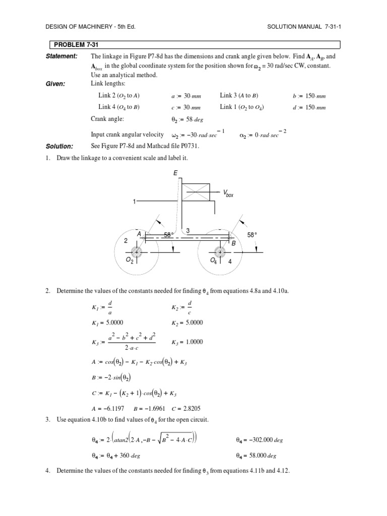 4bar Mechanism | PDF | Acceleration | Trigonometric Functions