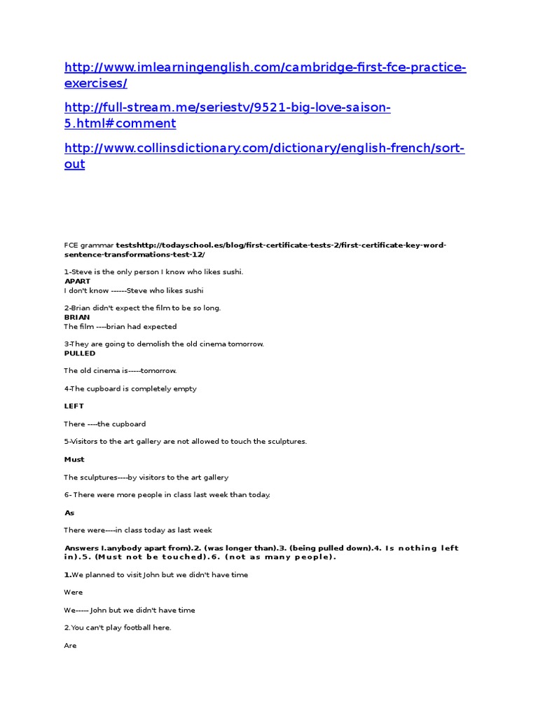 FCE Grammar Tests | PDF