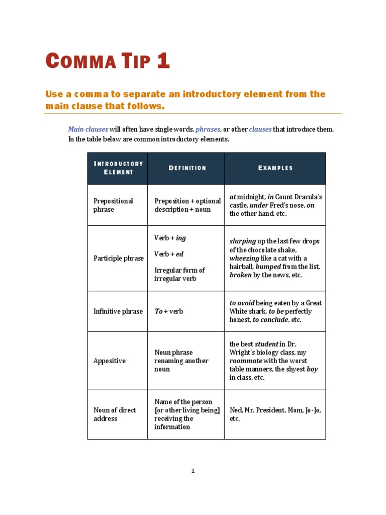 Comma Tip 01 | PDF | Clause | Verb