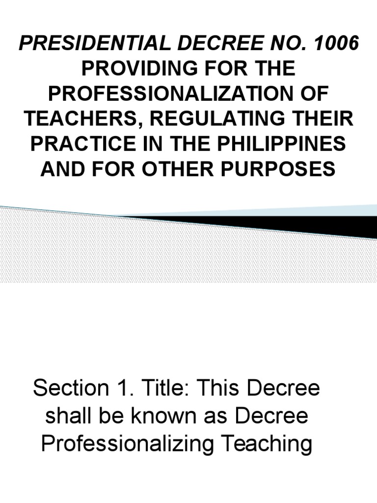 Presidential Decree No. 1006 | Teachers | Justice