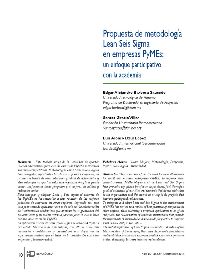 Lean Seis Sigma.pdf | Six Sigma | Pequeñas y medianas empresas