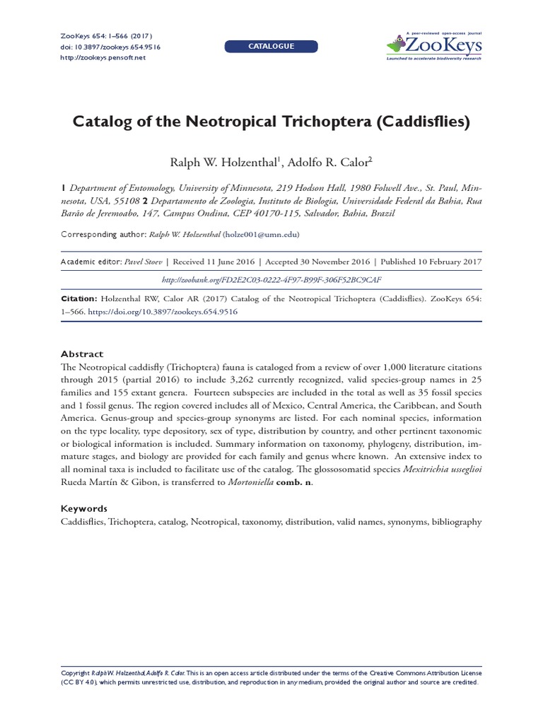 Neotropical Trichoptera | PDF | Genus | Organisms