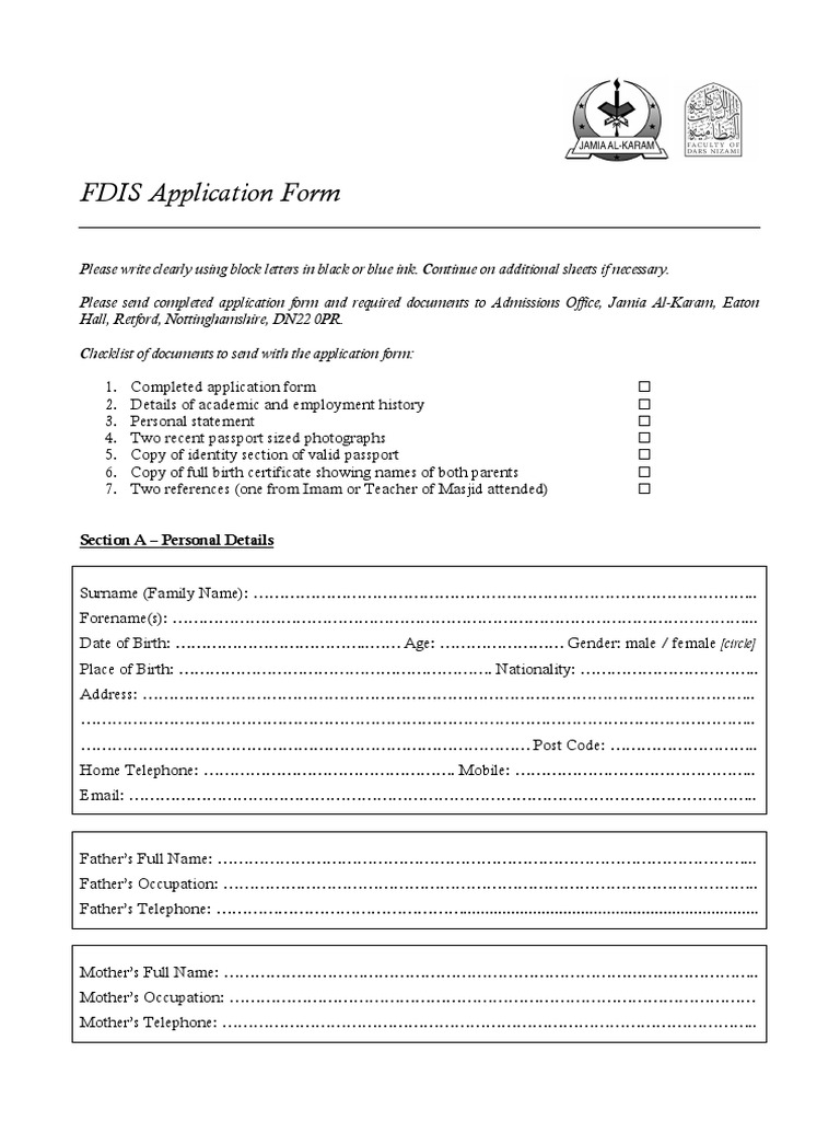 A Comprehensive Application for Admission | PDF | Government ...