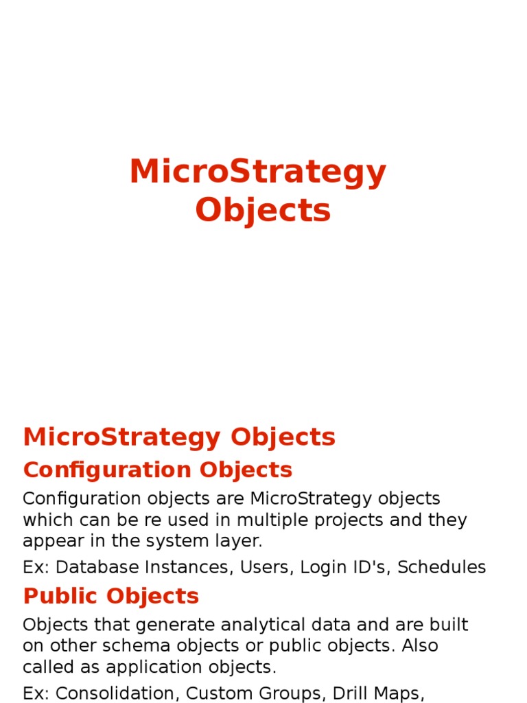 Microstrategy Objects | Download Free PDF | Database Schema | Object (Computer Science)
