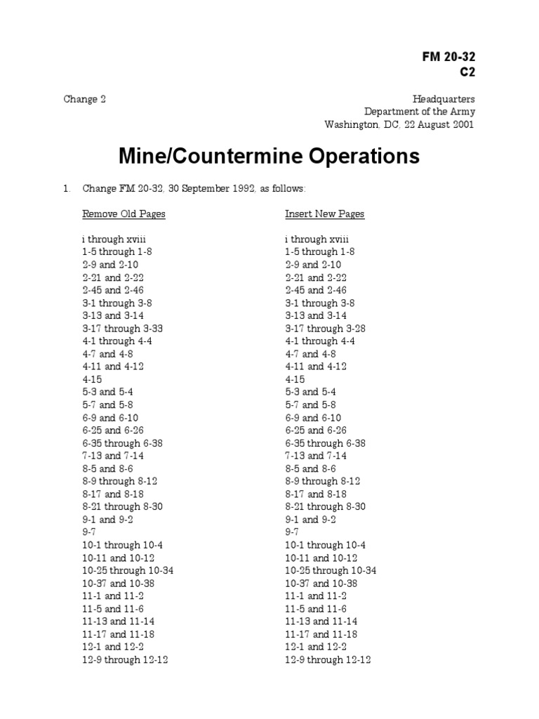 Updates to FM 20-32 Manual | PDF | Military Of The United States ...