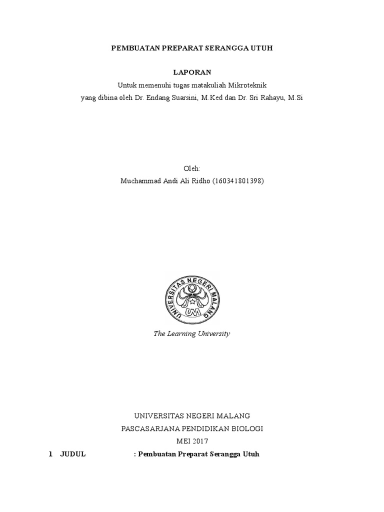 Pembuatan Preparat Serangga Utuh | PDF