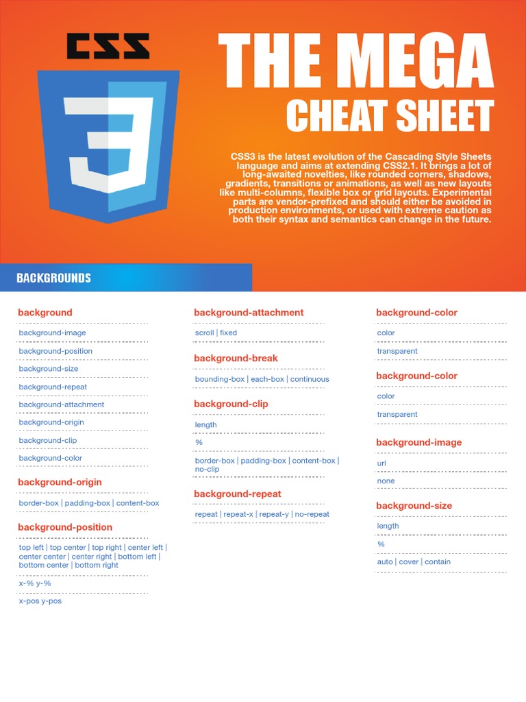 Css3 Mega Cheat Sheet A4 Pdf Pdf Hertz Rgb Color Model