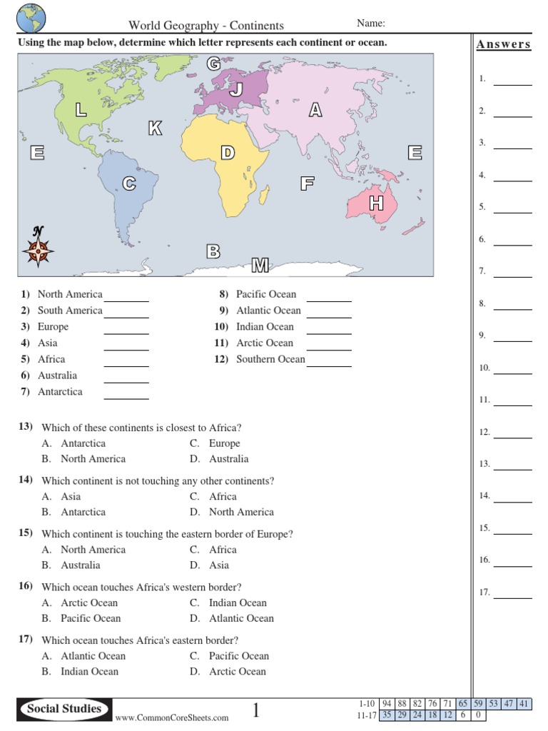 Continents and Oceans | PDF | Continent | North America