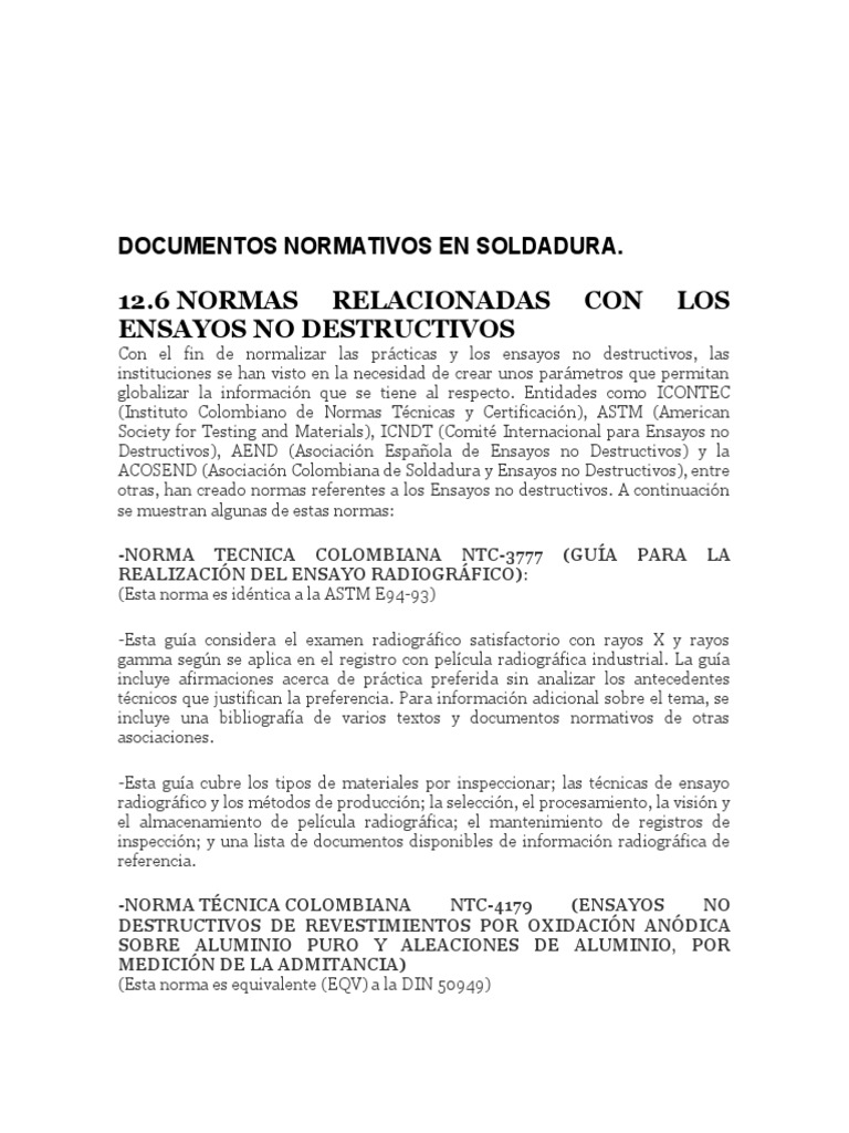 Normas de Ensayos No Destructivos | PDF | Pruebas no destructivas | Aluminio