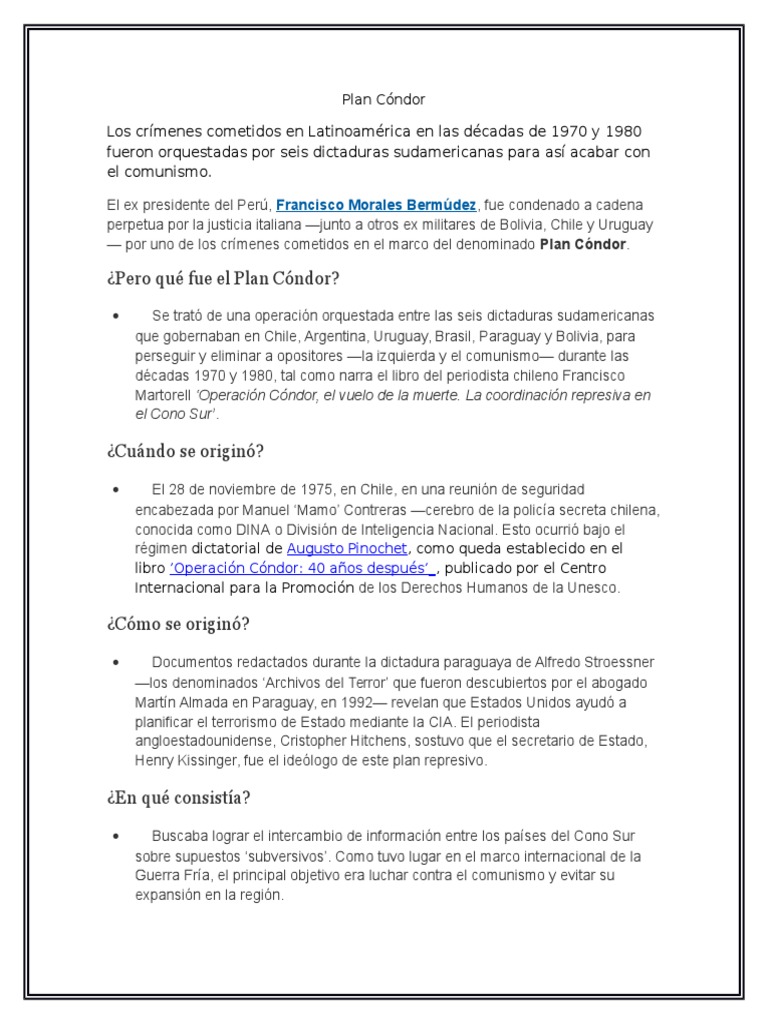Plan Condor | PDF | Abusos de derechos humanos | Crimen y violencia
