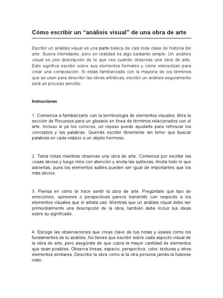 Análisis Visual de Obras de Arte | PDF | Perspectiva (Gráfica) | Cognición
