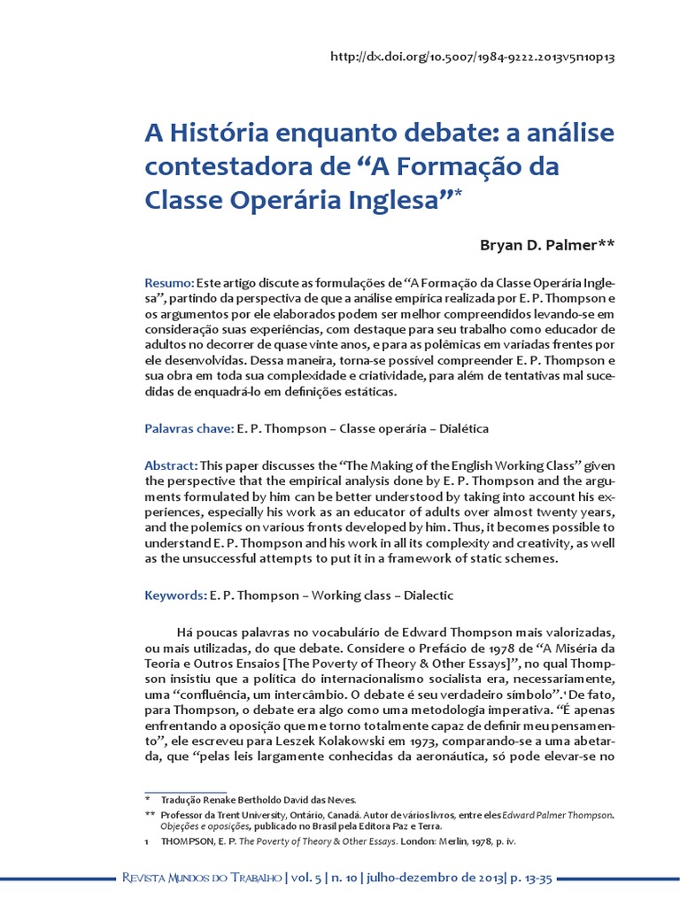 Palmer, Bryan - Texto Thompson | PDF | Política de esquerda | Humano
