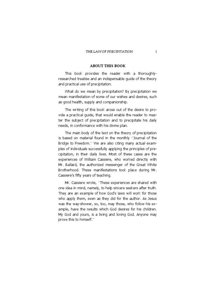 The Law of Precipitation | PDF | Ascended Master | Matter