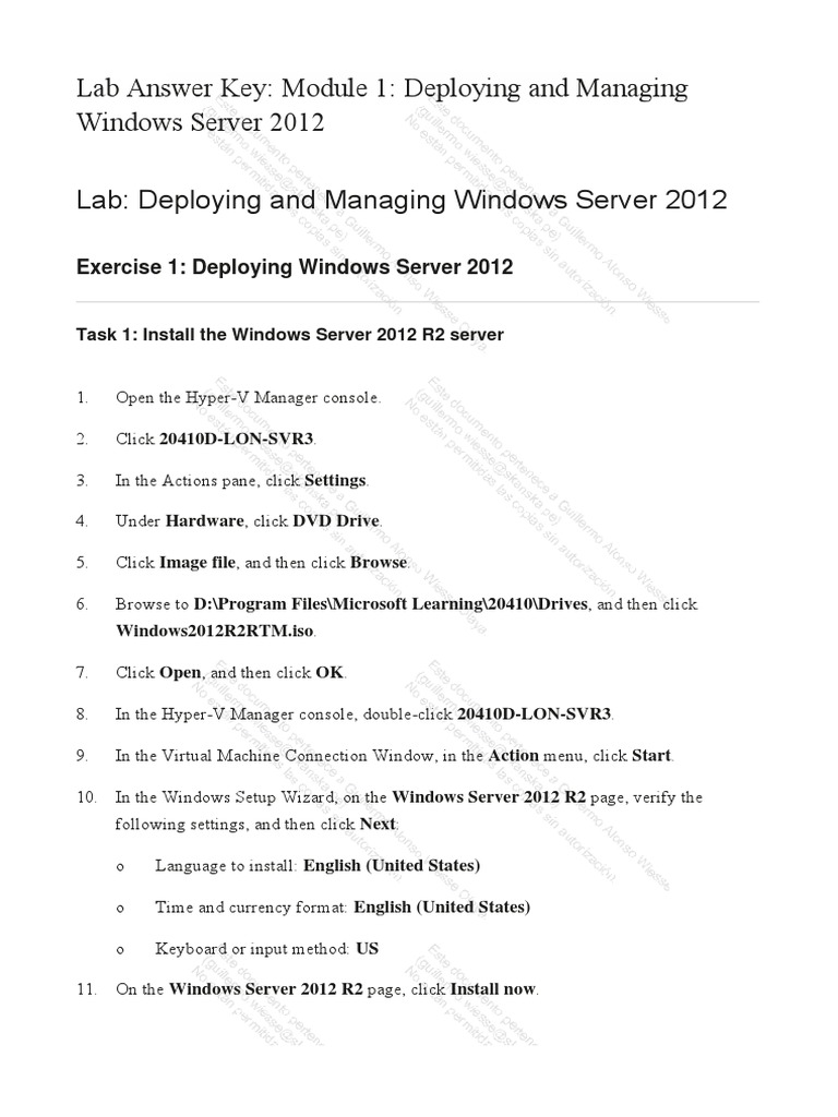 20410D-Lab Answer Key Module 1 Deploying and Managing Windows Server 2012 | PDF | Hyper V | Ip ...