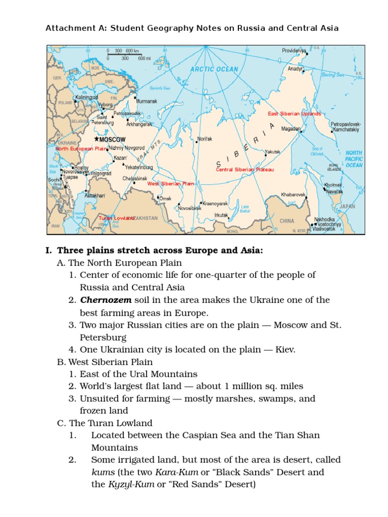 Attachment A: Student Geography Notes On Russia and Central Asia | PDF ...