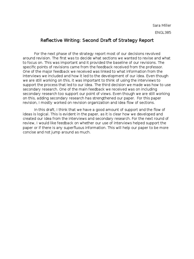 Reflective Writing Second Draft of Strategy Report | PDF