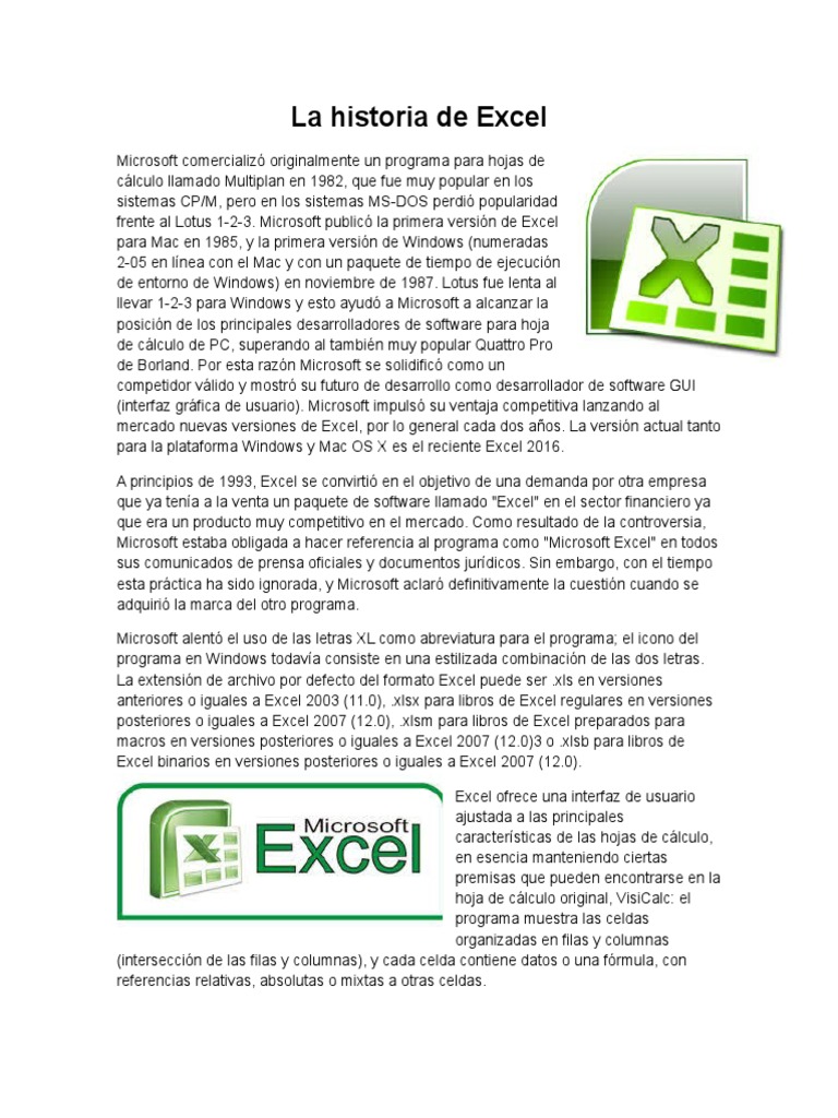 La Historia de Excel | PDF | Microsoft Excel | Microsoft