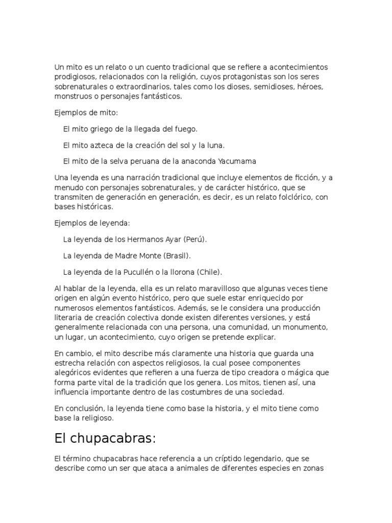 El Chupacabras. | PDF | Leyendas | Historias Tradicionales