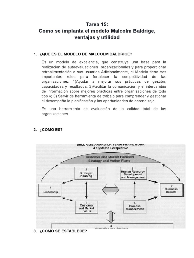 Gestion de Calidad, Modelo Malcolm Baldrige | PDF | Calidad (comercial ...