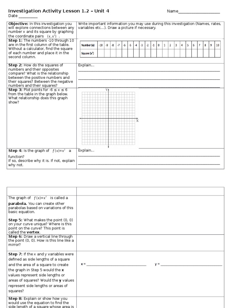 Alg 1 - Investigation 1.2 - Unit 5 | PDF | Curve | Combinatorics