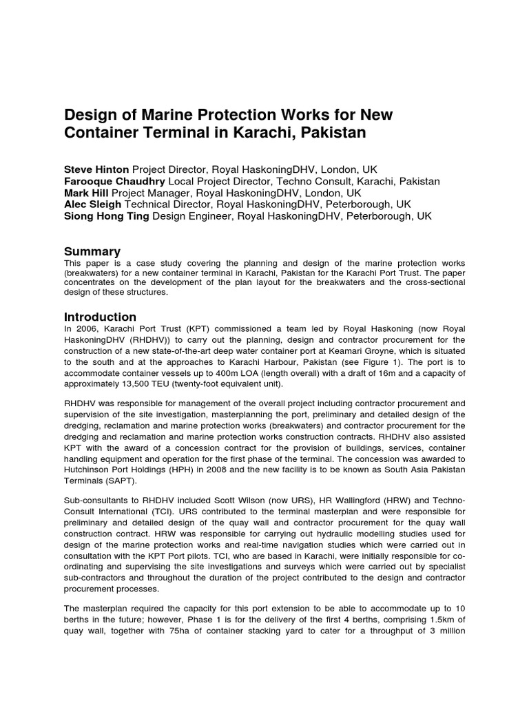 Design and Development of Marine Protection Works for a New Deep Water ...
