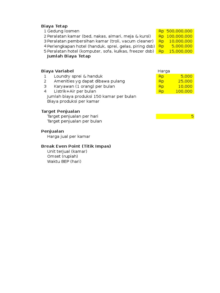 Perhitungan BEP | PDF