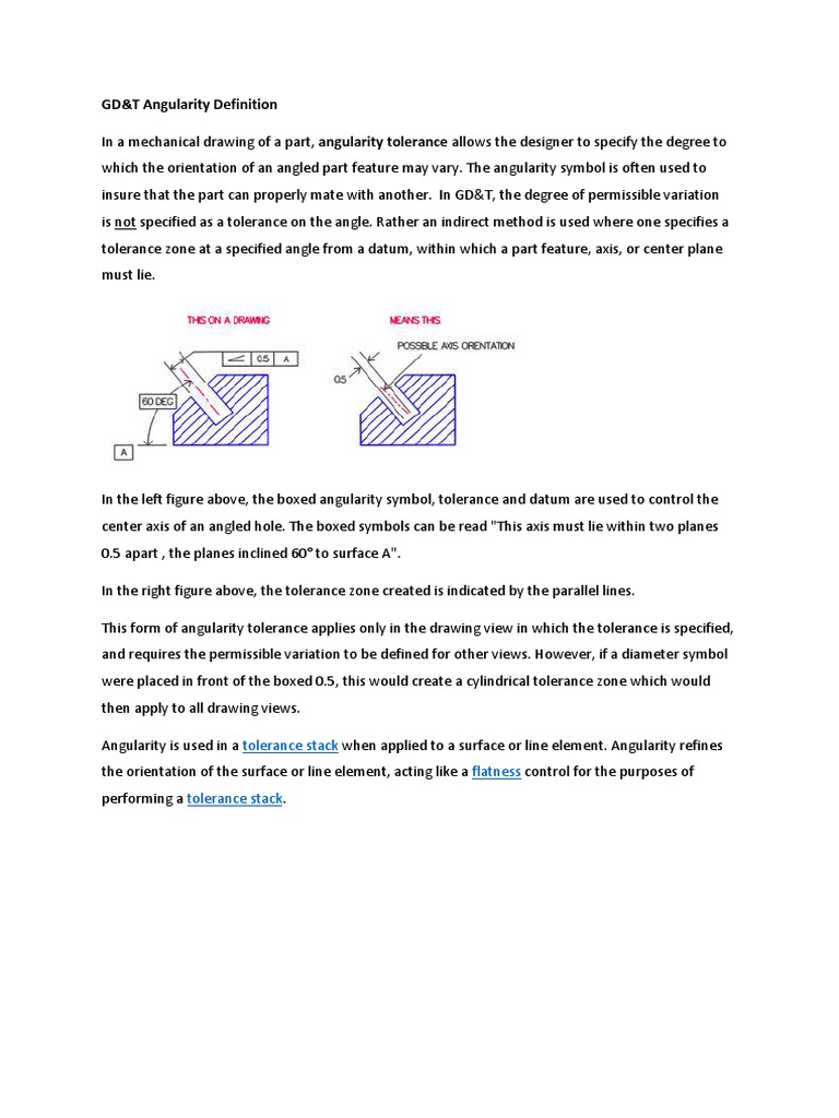 GD&T Angularity Definition: Tolerance Stack Flatness Tolerance Stack | PDF