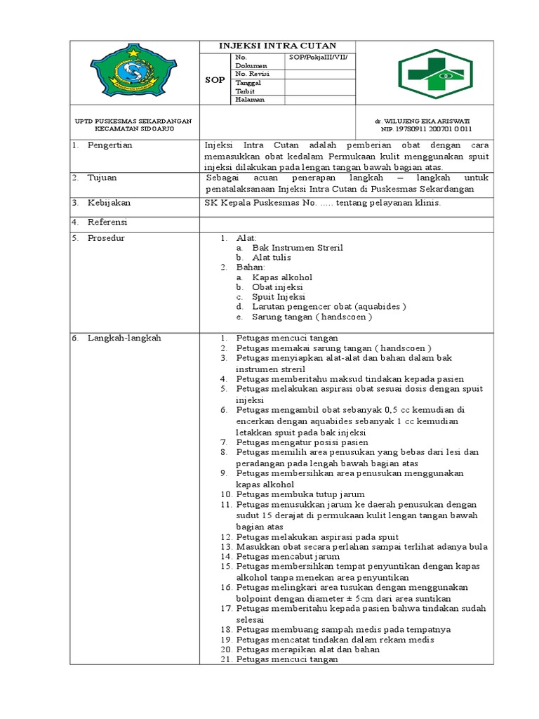 SOP Injeksi IC | PDF