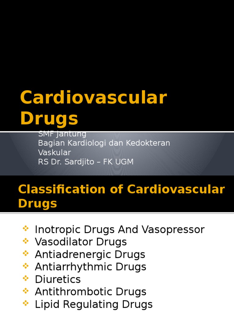 Cardiovascular Drugs - Ws | PDF | Vasodilation | Cardiovascular System
