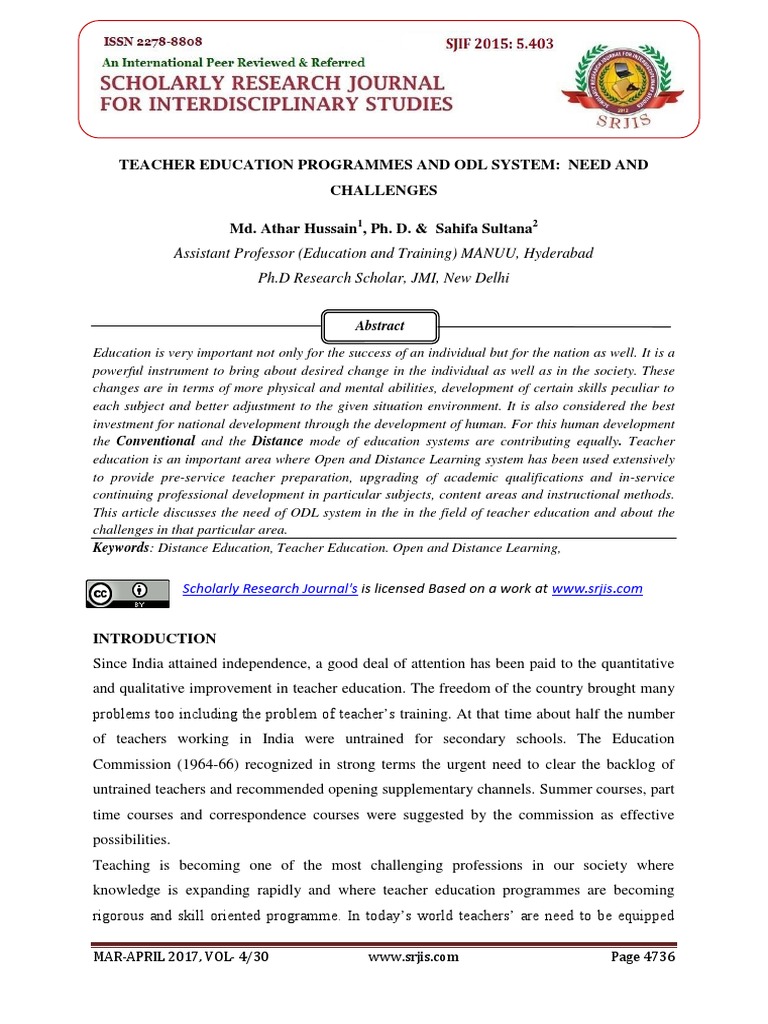 9.athar Hussain | PDF | Distance Education | Teacher Education