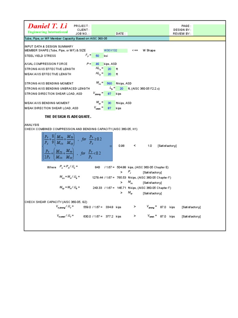 HSS WF Capacity | PDF