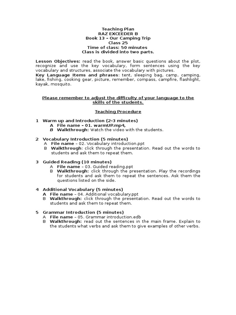 Lesson Plan 25 | PDF | Vocabulary | Syntax