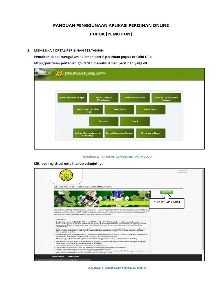 Panduan Penggunan Aplikasi Perizinan Pupuk Online | PDF