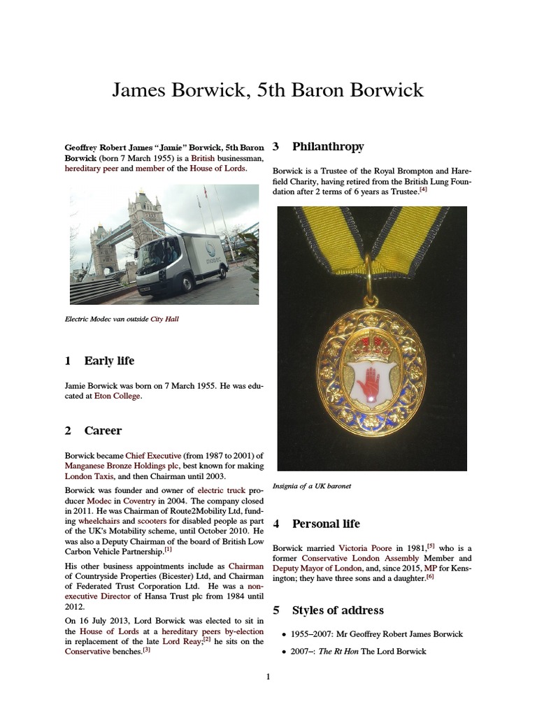James Borwick, 5th Baron Borwick | PDF | Nobility Of The United Kingdom ...