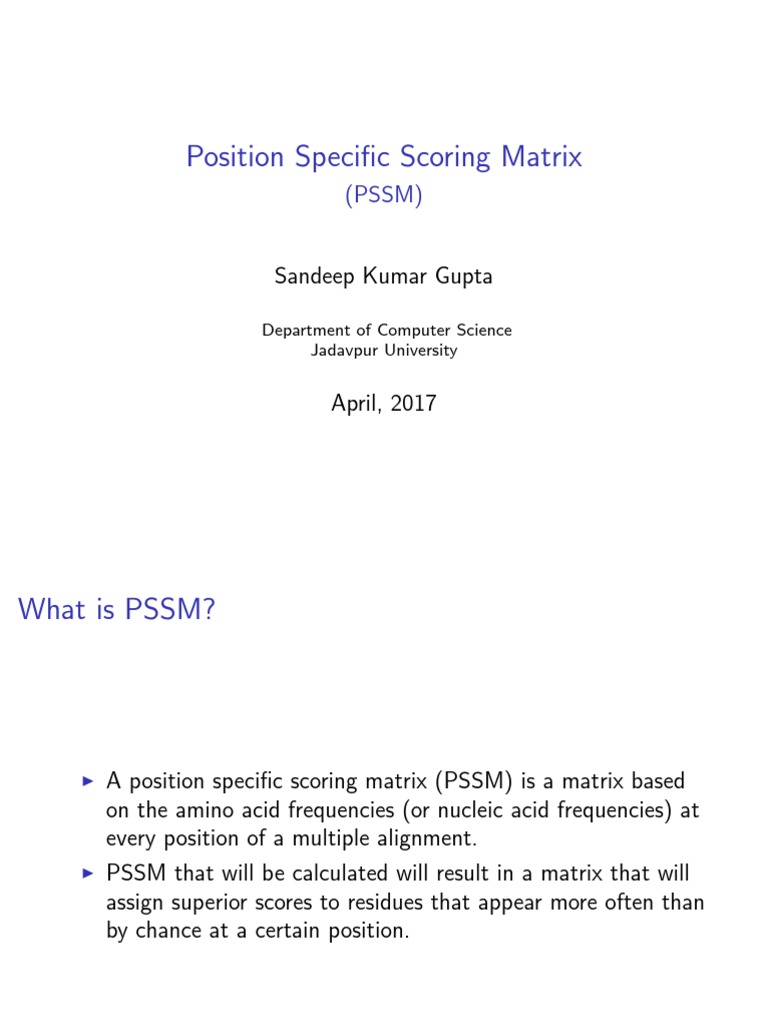 PSSM (Handout) | PDF | Sequence Alignment | Logarithm