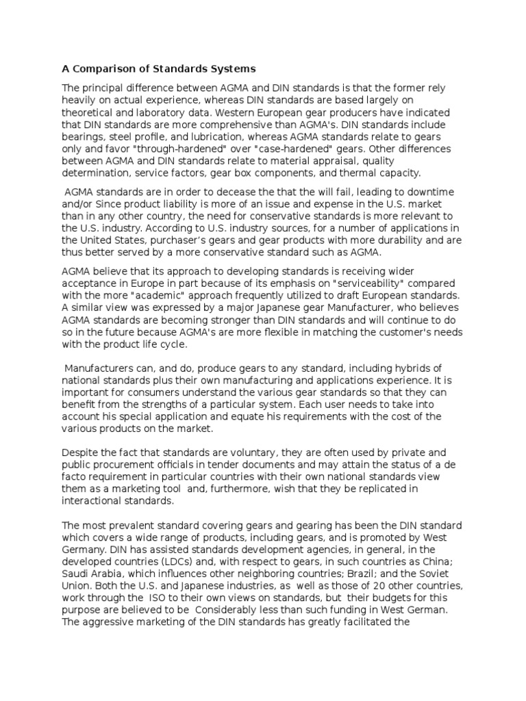 A Comparison of Standards Systems | PDF | Gear | The United States