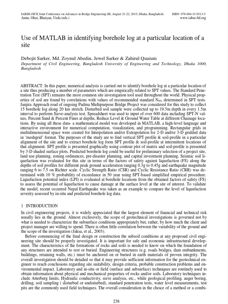Matlab Fot SPT Bore Hole Log | PDF | Moment Magnitude Scale | Geotechnical Engineering