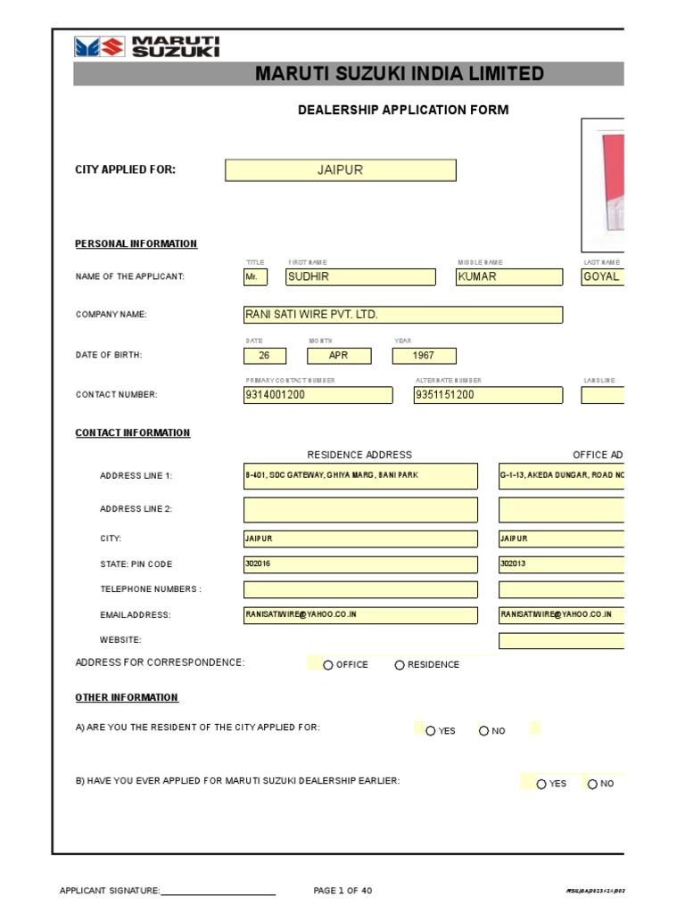 New Dealer Application Form - 1718 | PDF | Banks | Corporations