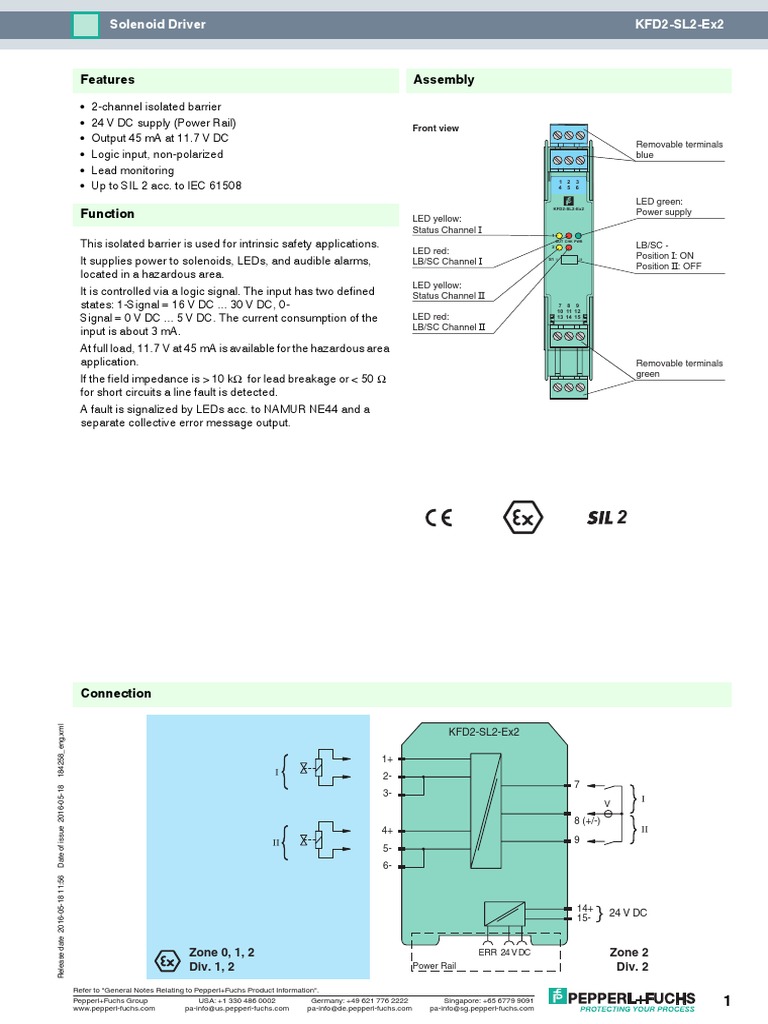 Isolated Barrier for Intrinsically Safe Applications: The KFD2-SL2-Ex2 ...