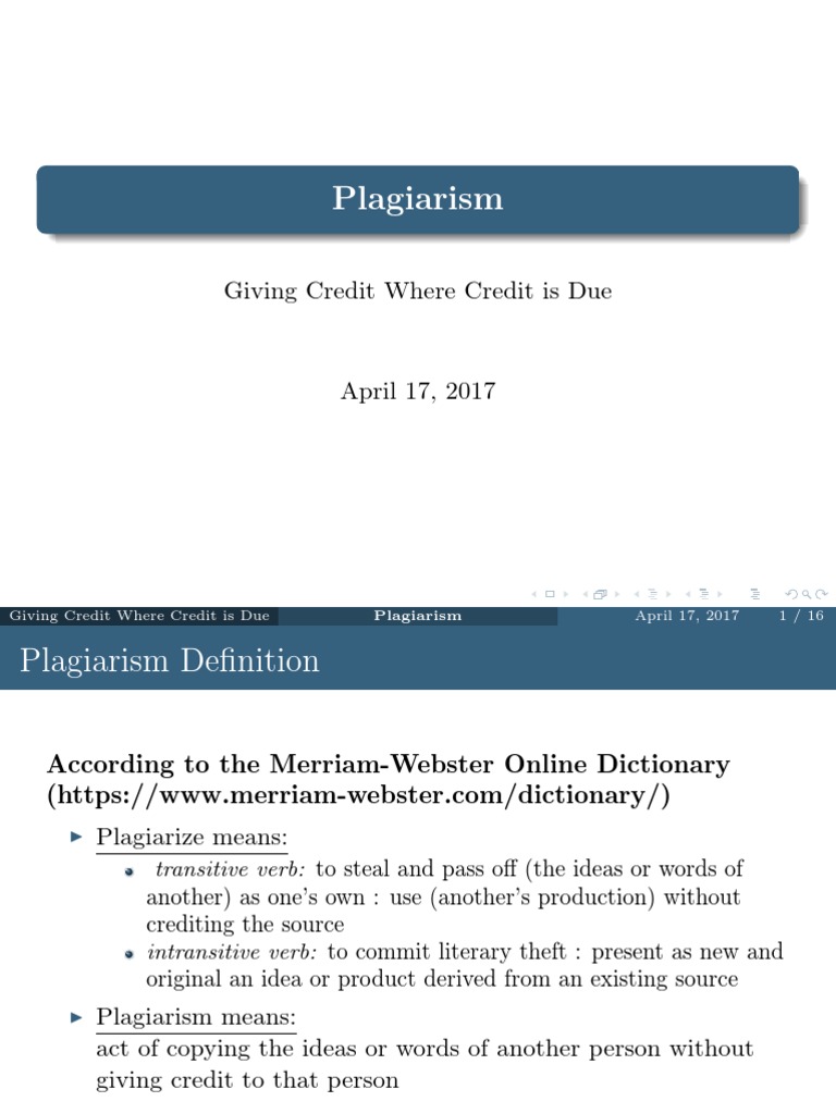 Plagiarism: Giving Credit Where Credit Is Due | PDF | Plagiarism | Citation