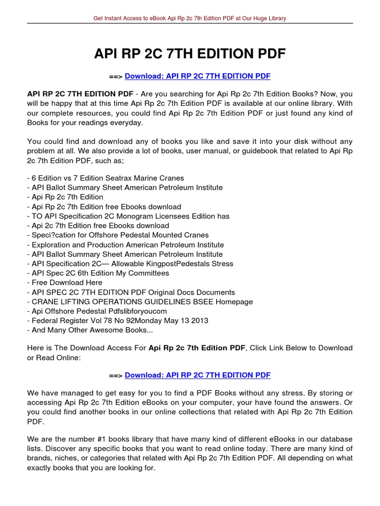 Api Rp 2c 7th Edition Pdf Pdf