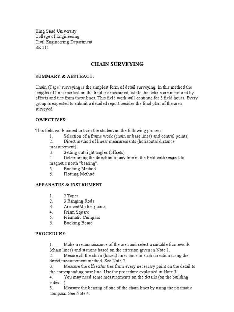 Chain Surveying | PDF | Surveying | Compass