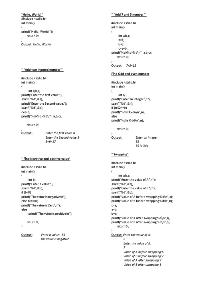Programe in C | PDF | Variable (Computer Science) | Reserved Word