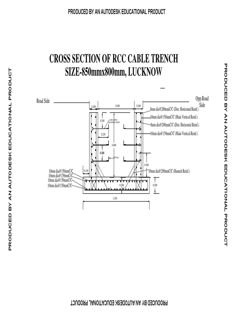 RCC Cable Trench Cross Section Detail | PDF | Autodesk | Computer Aided ...