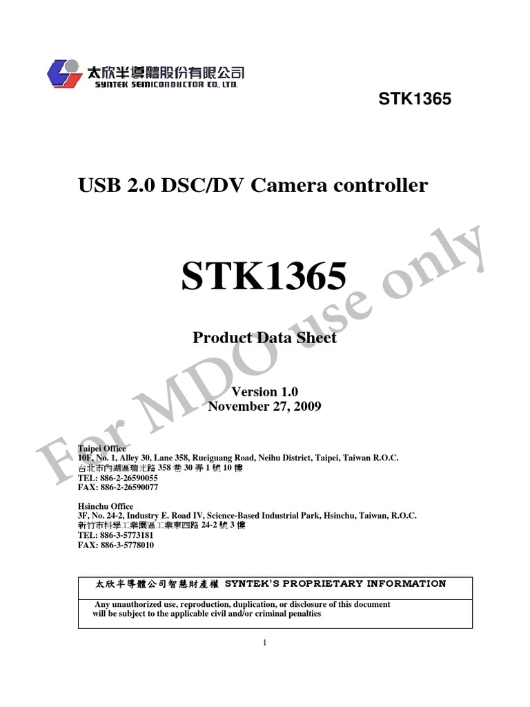 STK1365 Syntek | PDF | Computer Data Storage | Camera